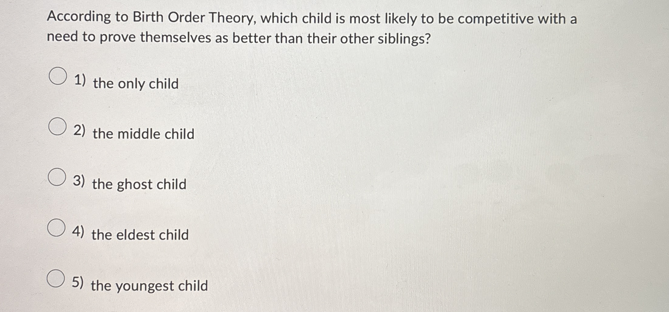 Solved According to Birth Order Theory, which child is most | Chegg.com