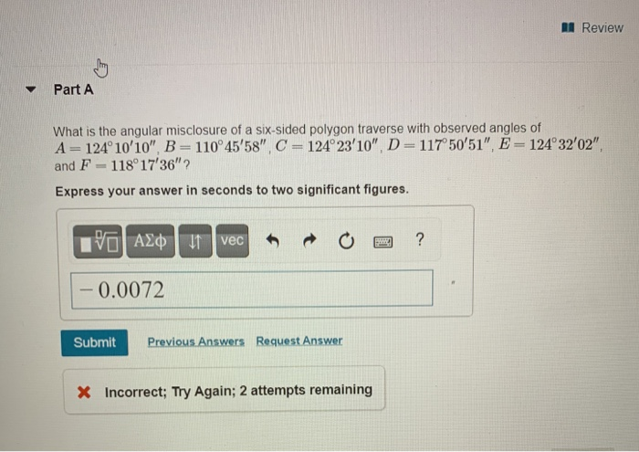 Solved A Review Part A What is the angular misclosure of a | Chegg.com