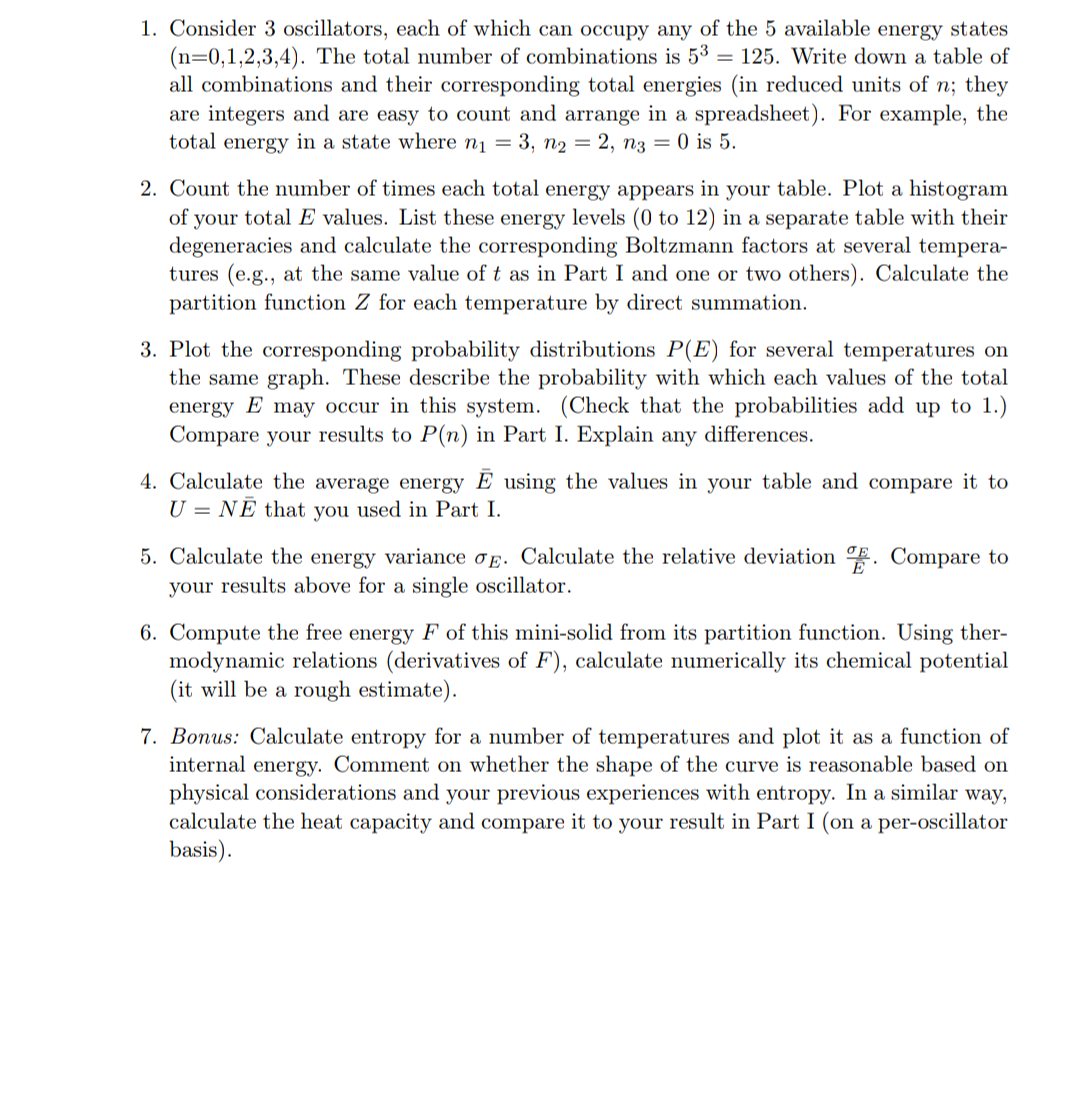 Solved 1. Consider 3 oscillators, each of which can occupy | Chegg.com
