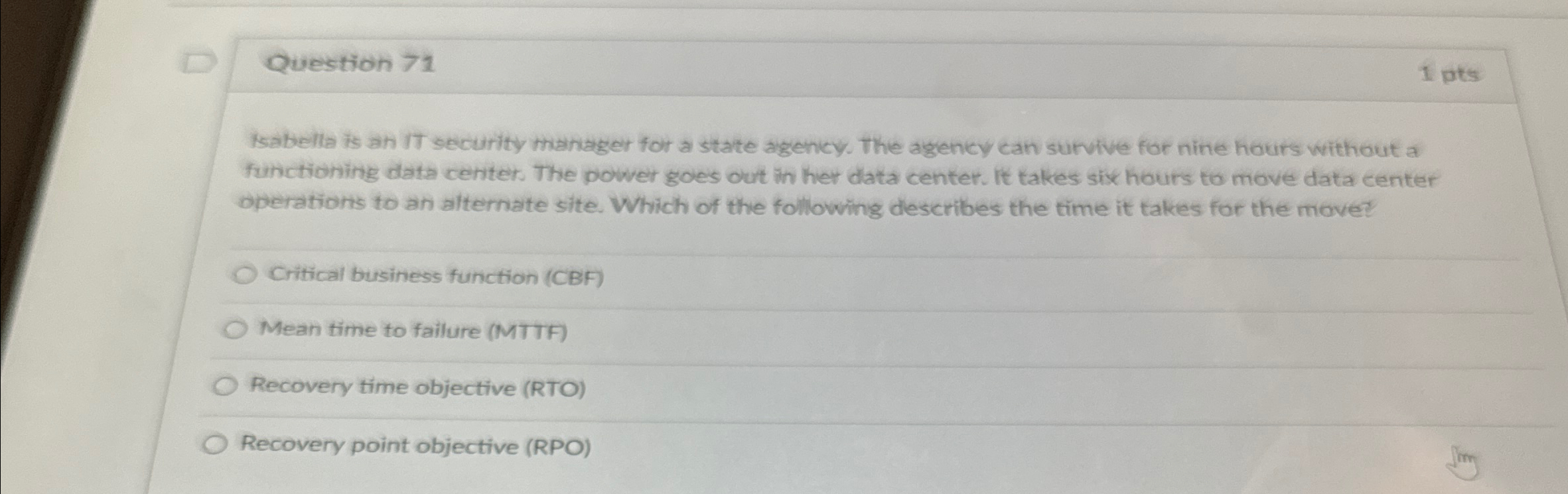 Solved Question 711 ﻿ptsisabella is an IT security manager | Chegg.com