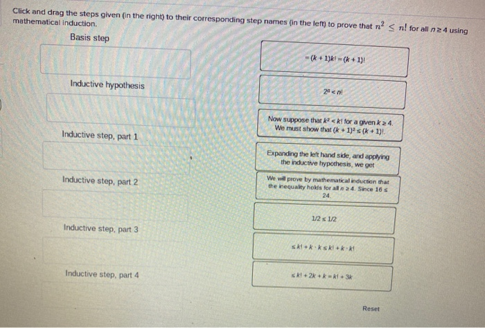 Solved Click and drag the steps given in the right) to their | Chegg.com