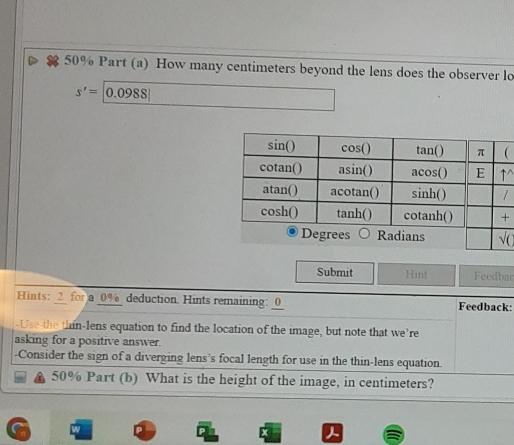 Solved (5\%) Problem 16: An object of height 2.9 cm is | Chegg.com
