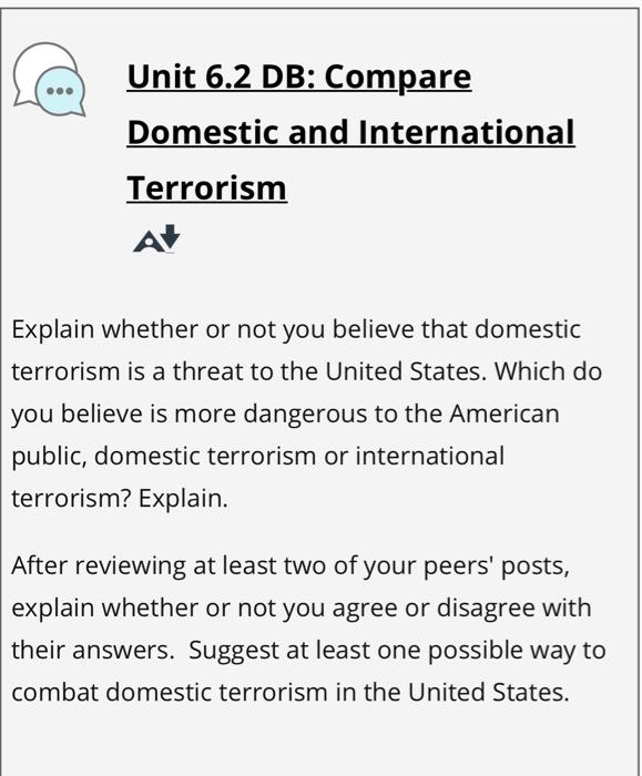 Solved Unit 6.2 DB: Compare Domestic and International | Chegg.com