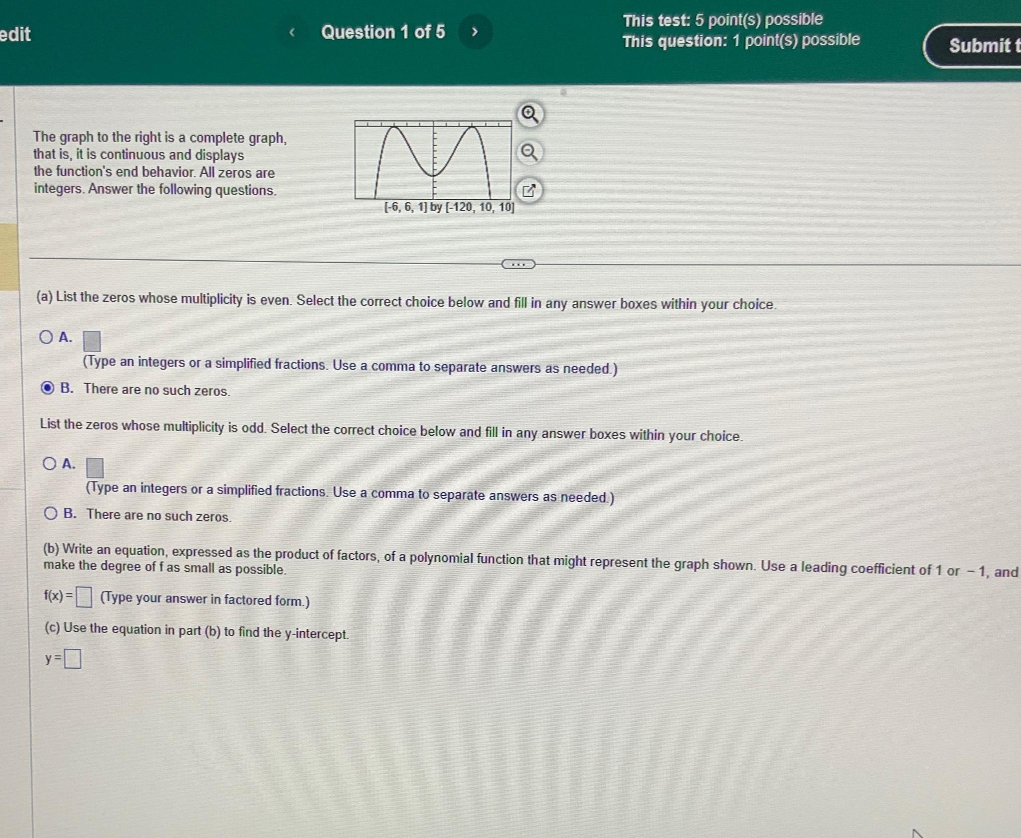 Solved Question 1 ﻿of 5This test: 5 ﻿point(s) ﻿possibleThis | Chegg.com