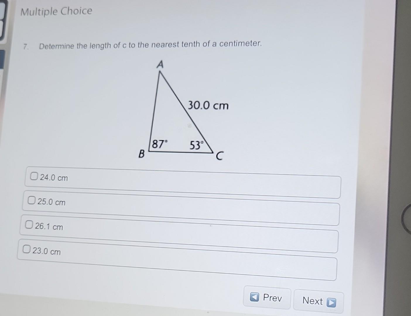 Solved 7. Determine the length of c to the nearest tenth of | Chegg.com