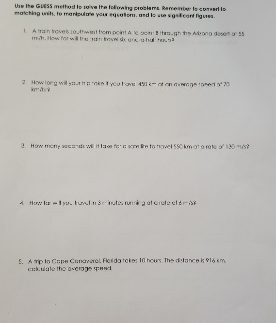 Solved Use the GUESS method to solve the following problems. | Chegg.com