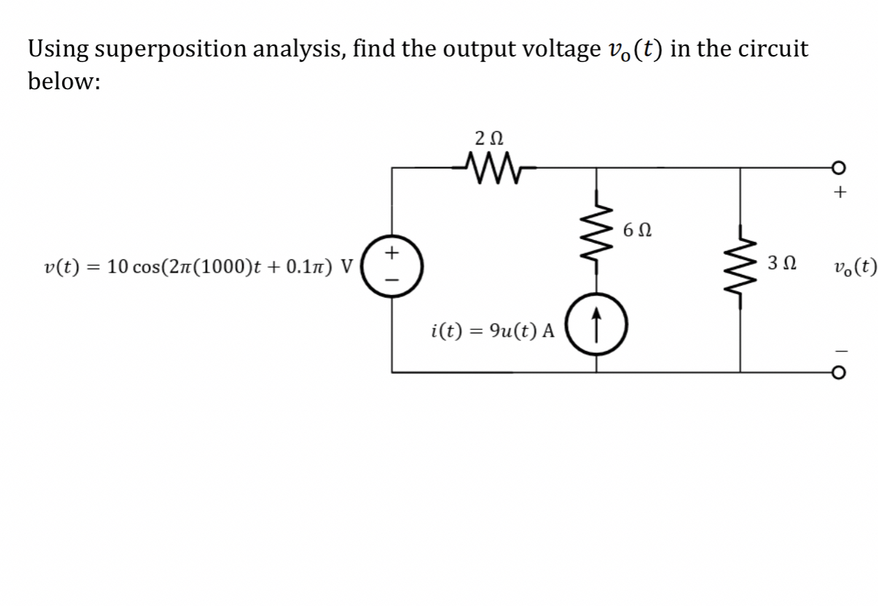 Solved Using superposition analysis, find the output voltage | Chegg.com