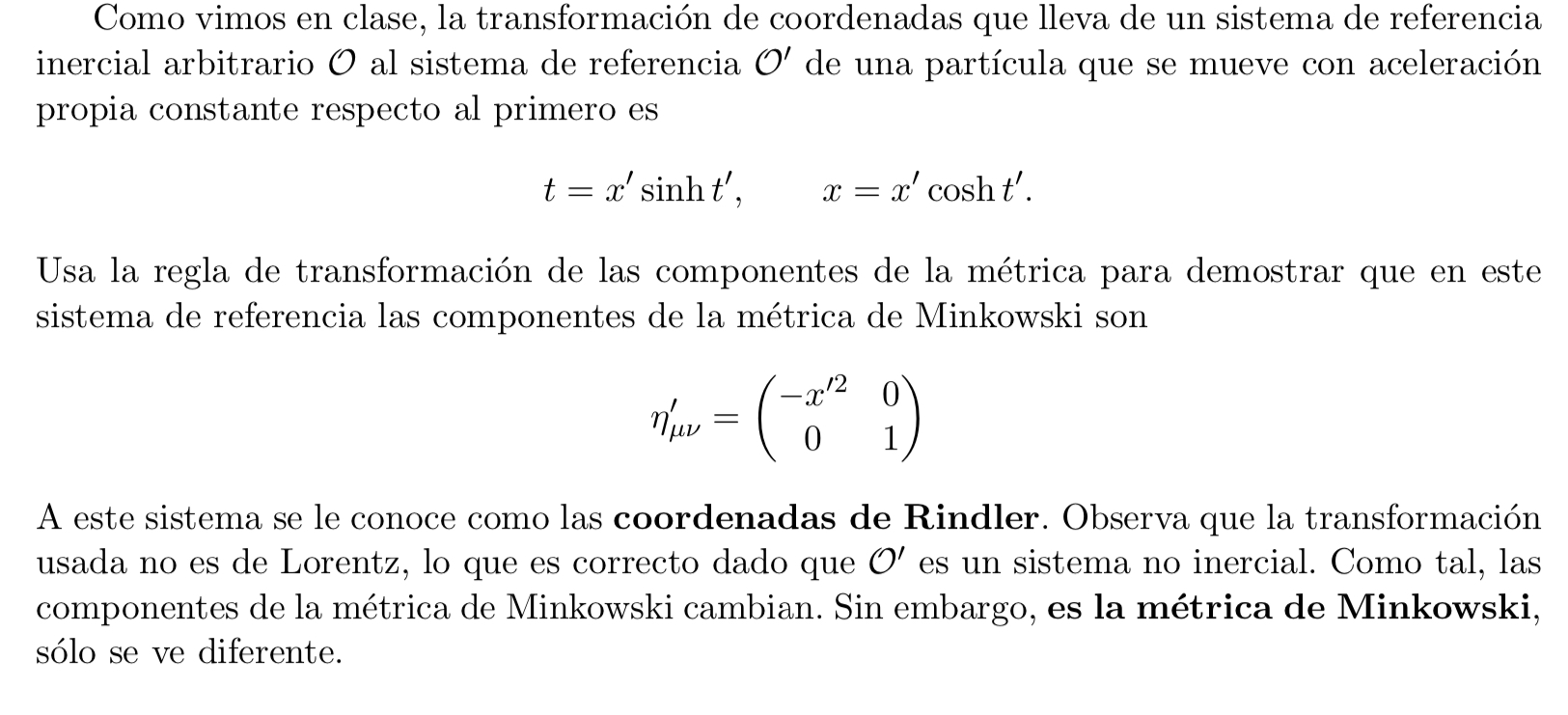 Solved Como vimos en clase, la transformación de coordenadas | Chegg.com