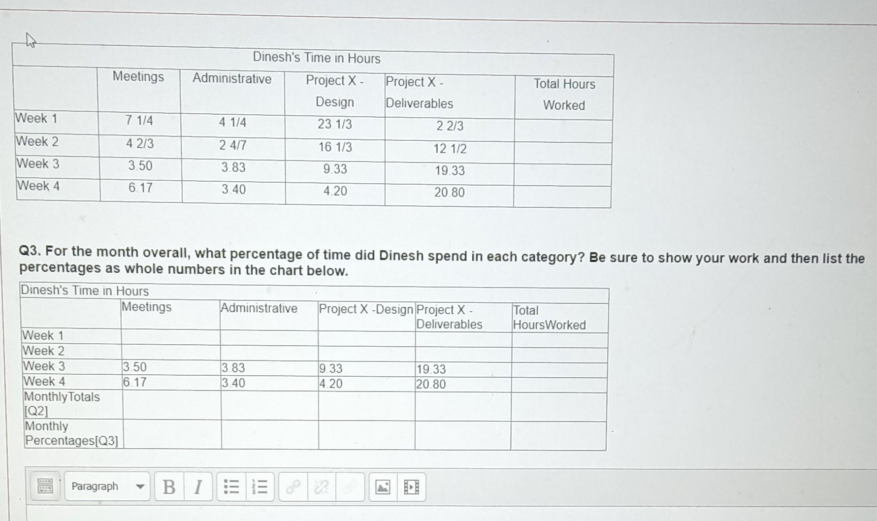 Q3. For the month overall, what percentage of time | Chegg.com