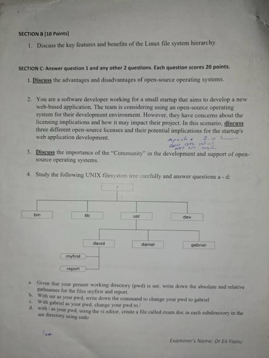 SECTION B [10 Points] 1. Discuss the key features and | Chegg.com