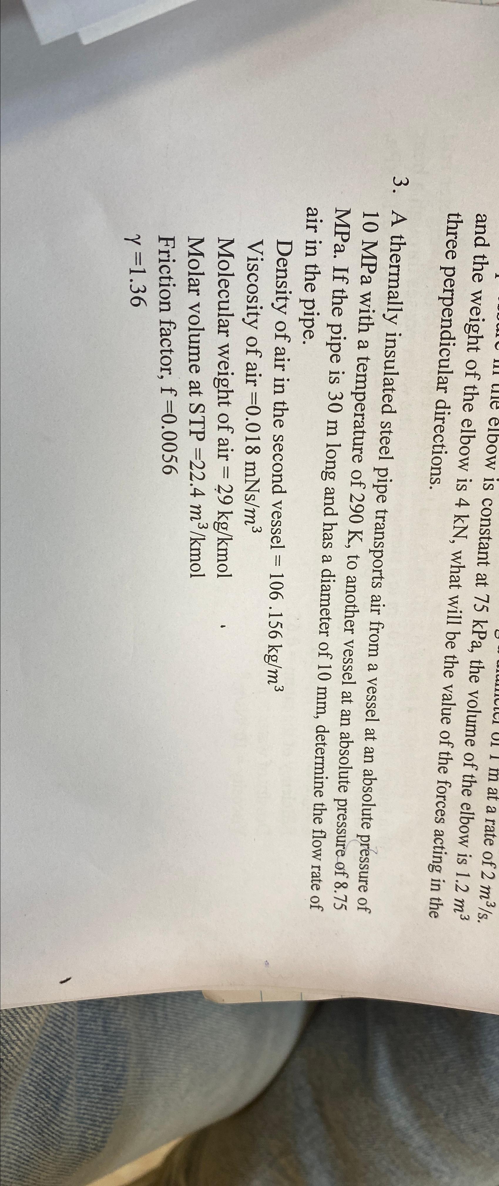 Solved elbow is constant at 75kPa, the volume of at a rate | Chegg.com
