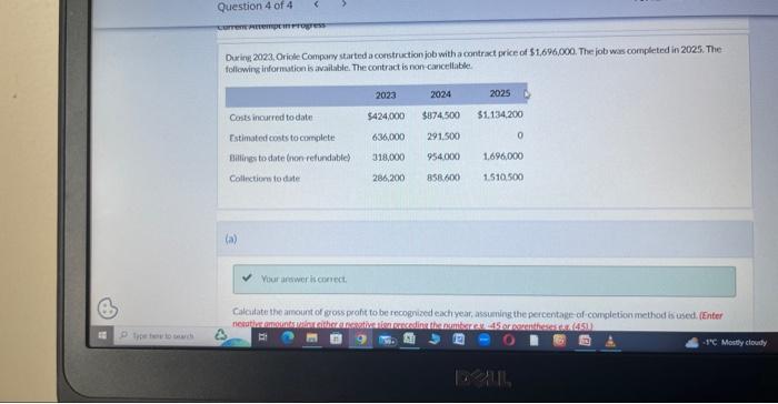 Solved Durine 2023, Oriole Company started a coestruction | Chegg.com