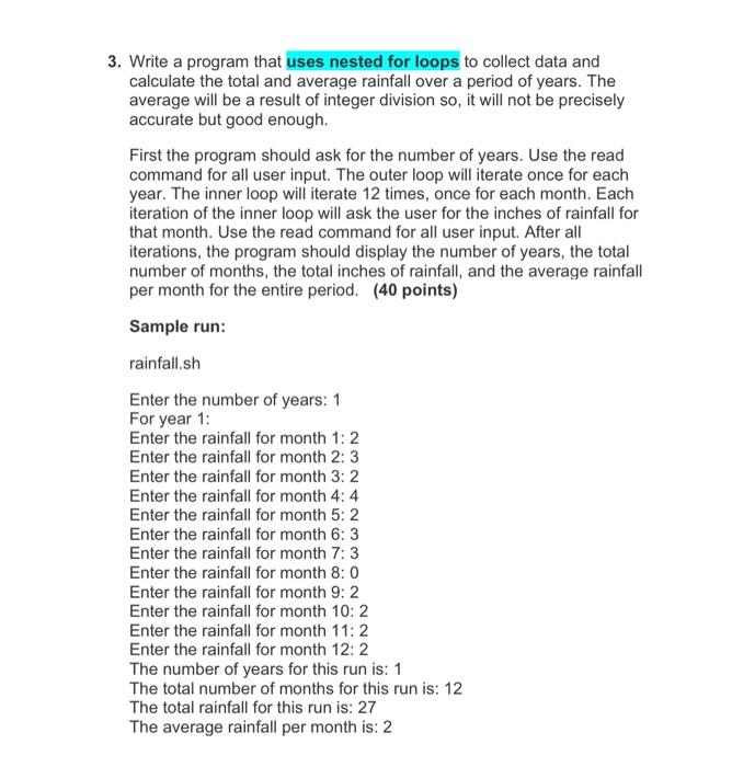 Solved 3. Write a program that uses nested for loops to | Chegg.com