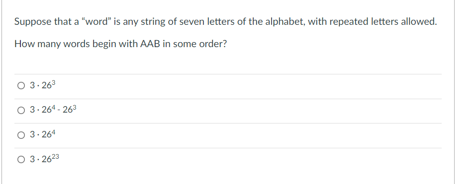 Solved Suppose that a "word" is any string of seven letters | Chegg.com