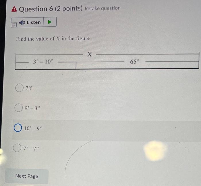 Solved A Question 6 (2 points) Retake question 1) Listen | Chegg.com