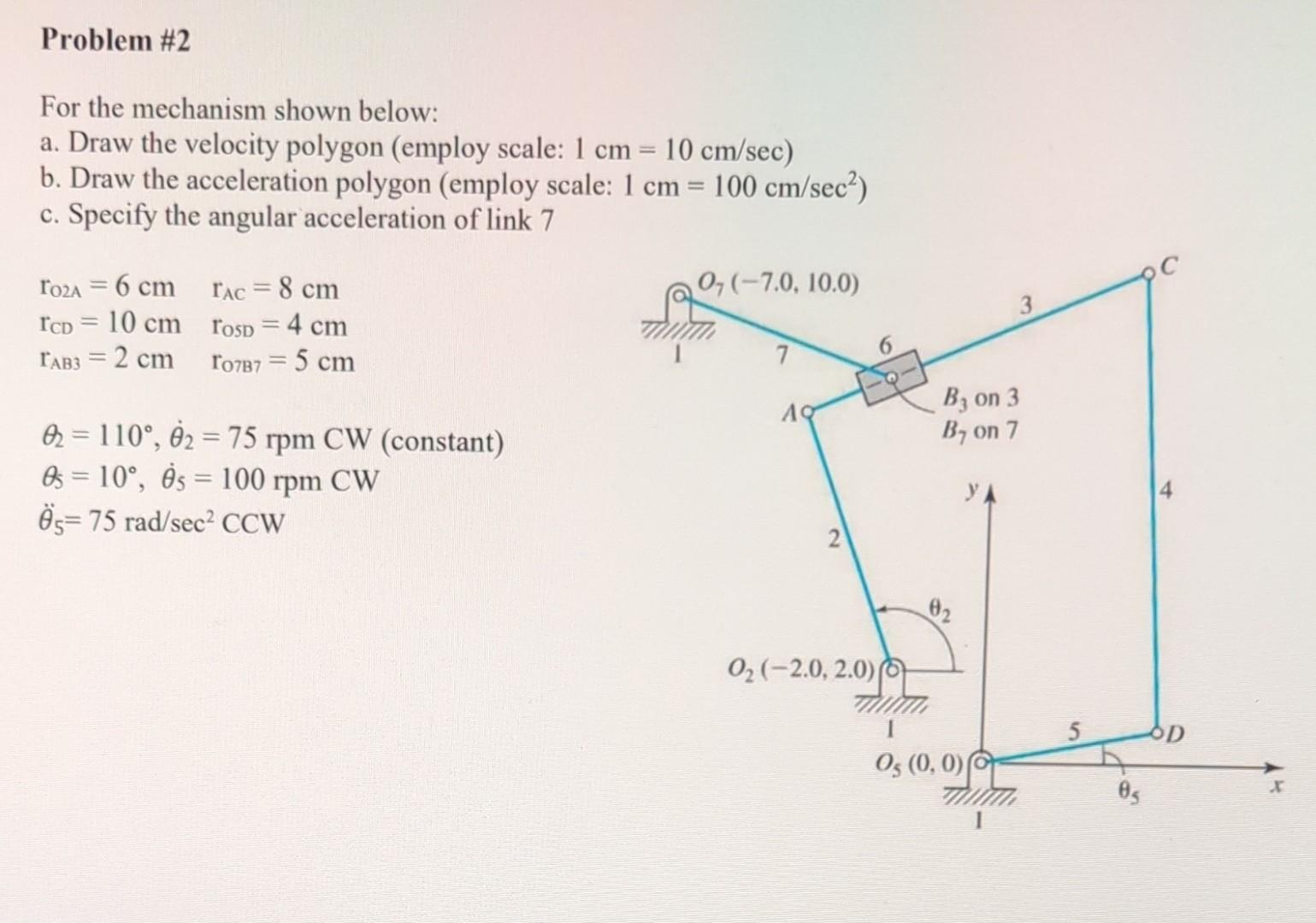 Solved For the mechanism shown below: a. Draw the velocity | Chegg.com