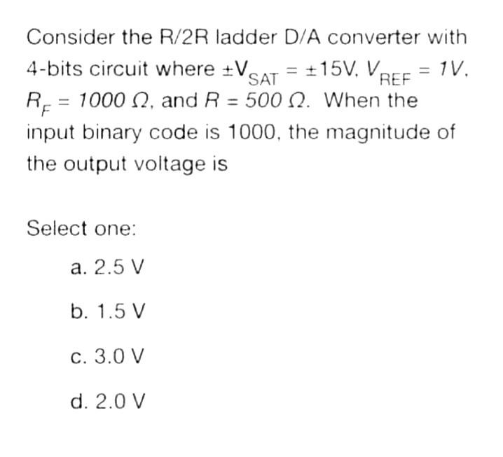Solved Consider the R/2R ladder D/A converter with 4-bits | Chegg.com