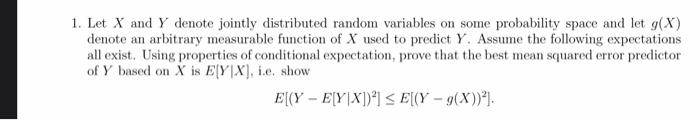 Solved 1. Let X and Y denote jointly distributed random | Chegg.com