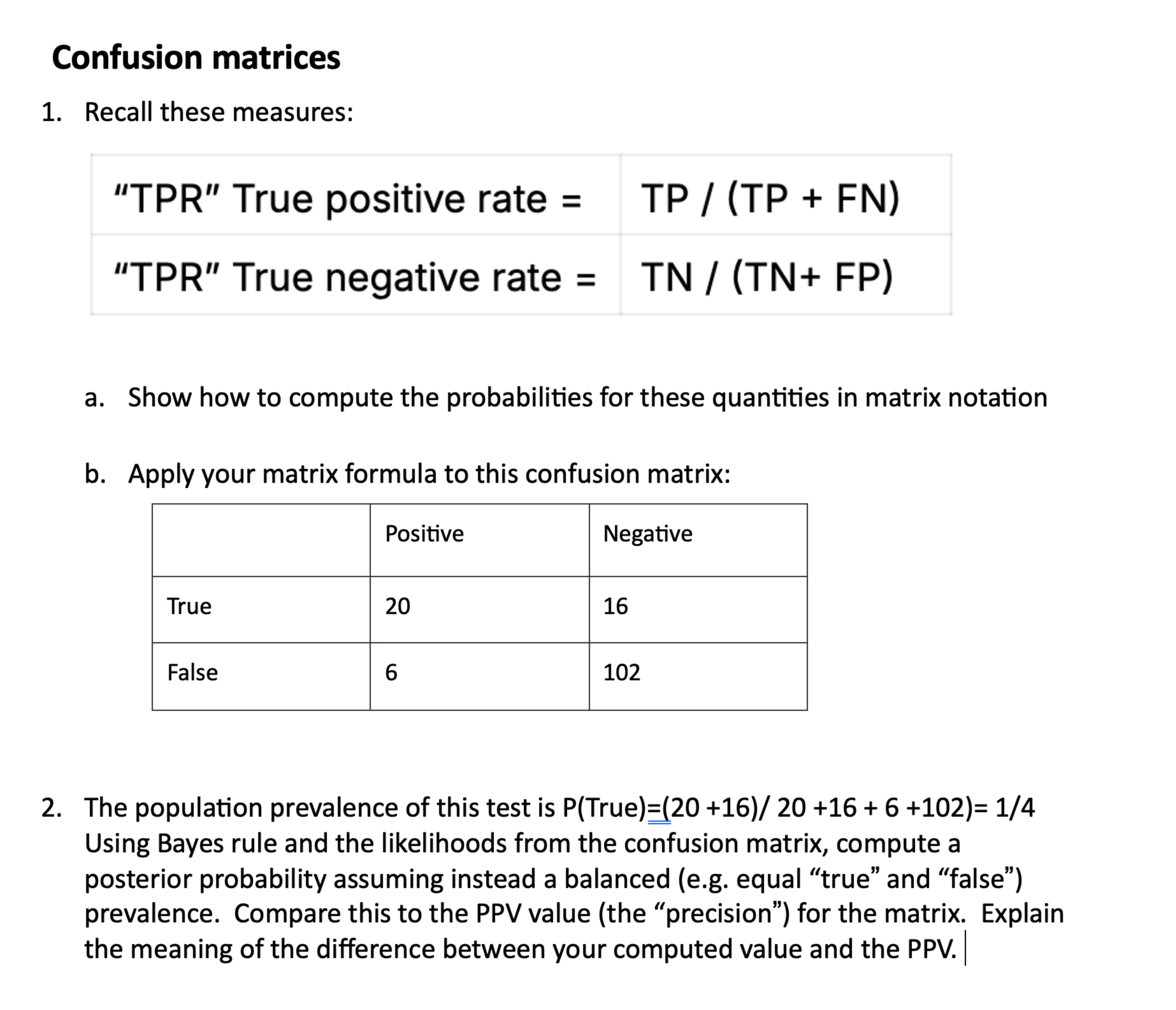 Solved Confusion matricesRecall these measures:a. ﻿Show how | Chegg.com