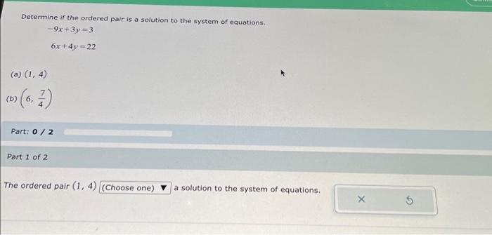 Solved Determine if the ordered pair is a solution to the | Chegg.com