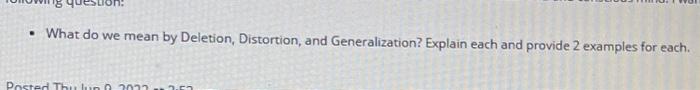 Solved • What do we mean by Deletion, Distortion, and | Chegg.com