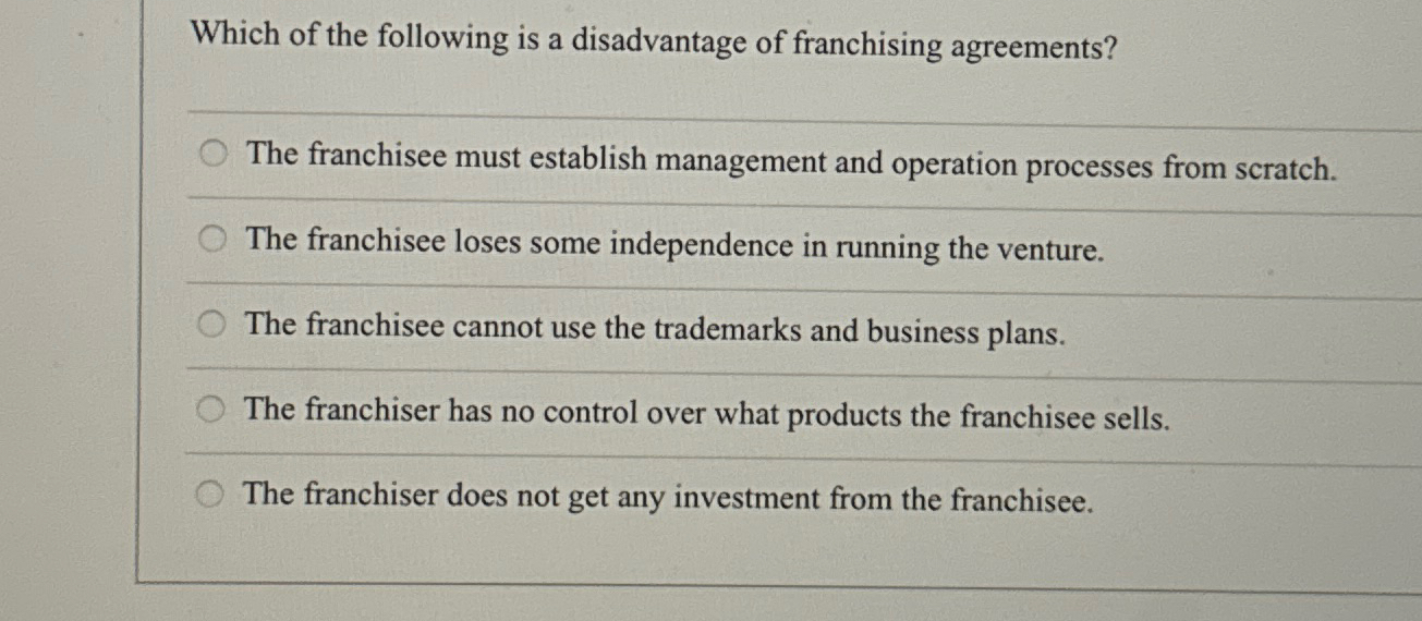 Solved Which of the following is a disadvantage of | Chegg.com