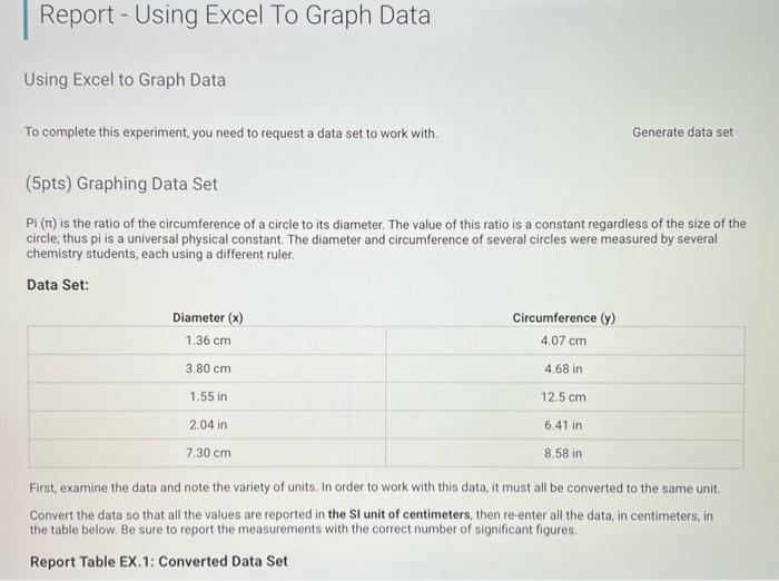 Solved Report - Using Excel To Graph Data Using Excel to | Chegg.com