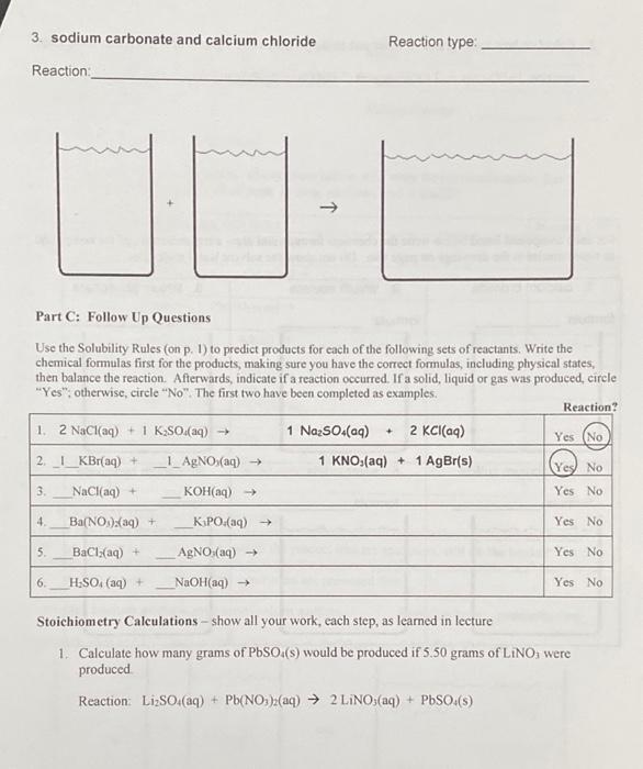 Solved 3. sodium carbonate and calcium chloride Reaction | Chegg.com