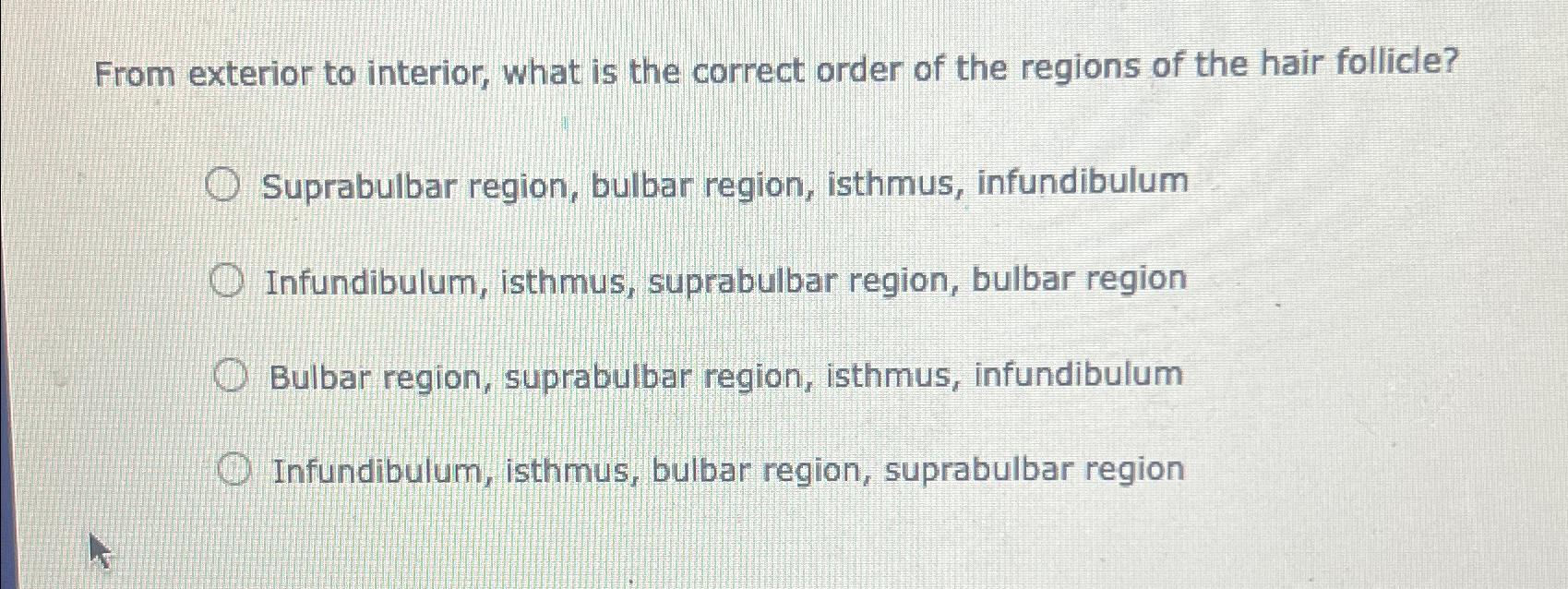 Solved From exterior to interior, what is the correct order | Chegg.com