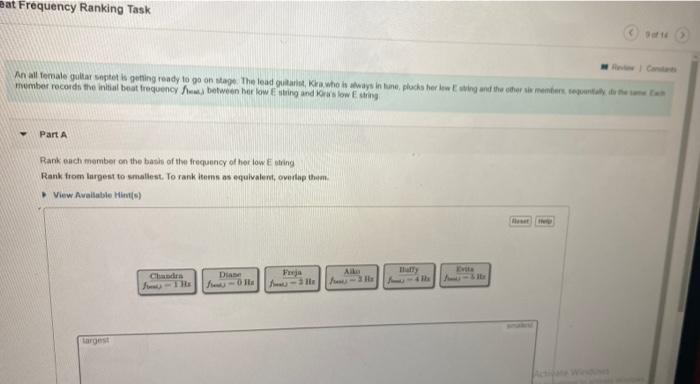 Solved Bat Frequency Ranking Task An all female guitar setet | Chegg.com Solved Bat Frequency Ranking Task An all female guitar setet | Chegg.com