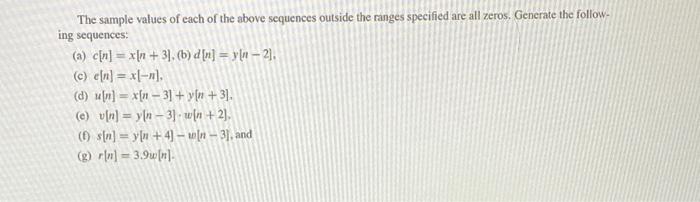 Solved The sample values of each of the above sequences | Chegg.com