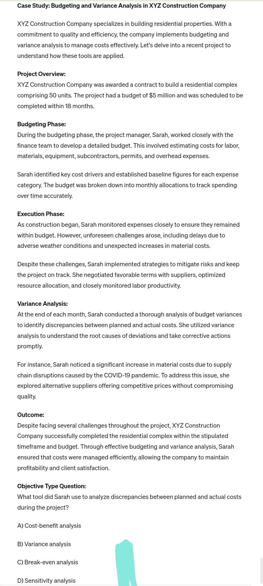 Solved Case Study: Budgeting and Variance Analysis in XYZ | Chegg.com