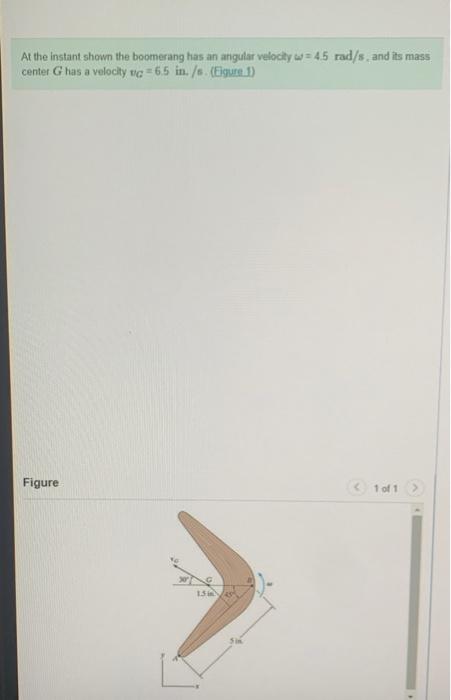 Solved At the instant shown the boomerang has an angular | Chegg.com