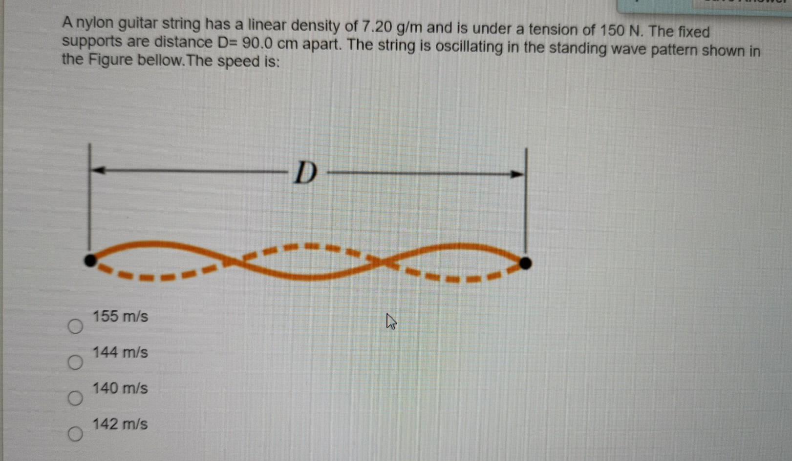 Solved A nylon guitar string has a linear density of 7.20 | Chegg.com