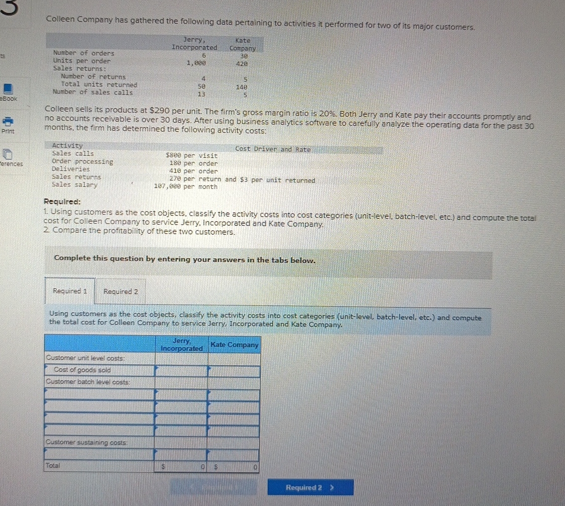 Solved Colleen Company has gathered the following data | Chegg.com