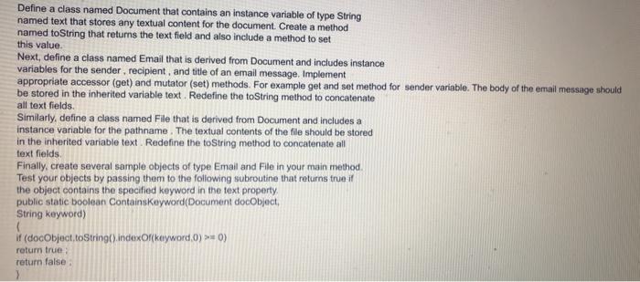Solved Define a class named Document that contains an | Chegg.com