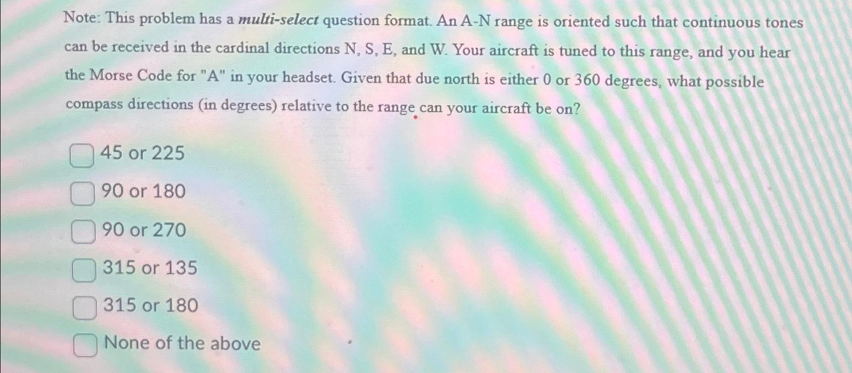 Solved Note: This problem has a multi-select question | Chegg.com