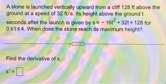 Solved A stone is launched vertically upward from a cliff | Chegg.com