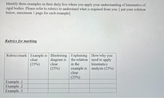 Solved Give a example of ( Planer kinemtics of a Rigid Body) | Chegg.com