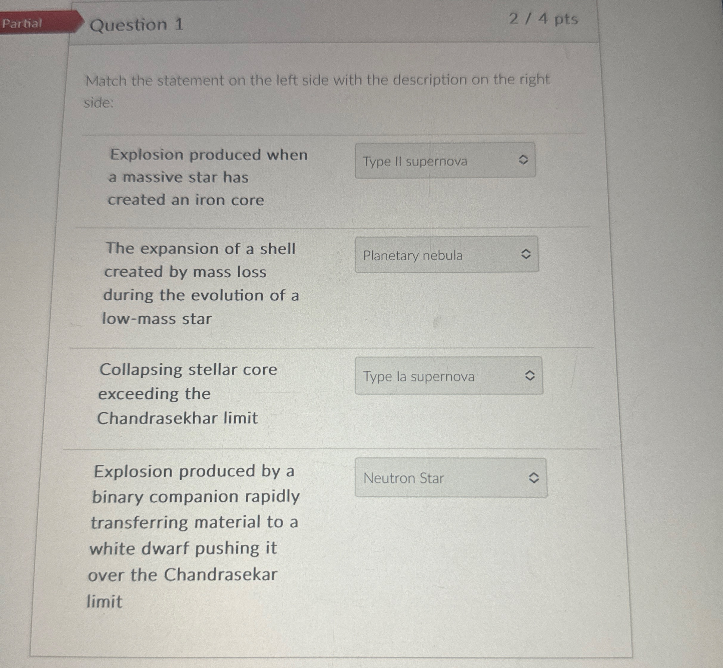Solved PartialQuestion 124 ﻿ptsMatch the statement on the | Chegg.com