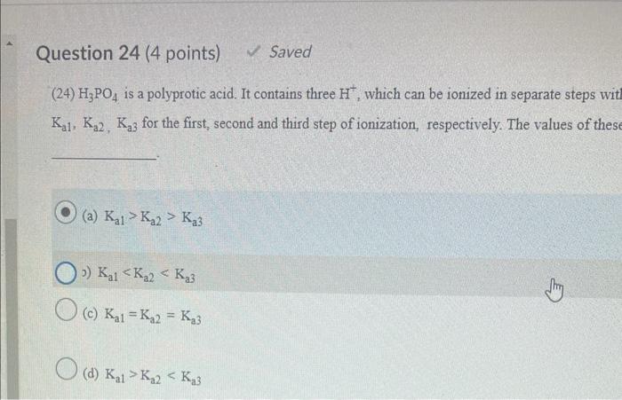 Solved (24) H3PO4 is a polyprotic acid. It contains three | Chegg.com
