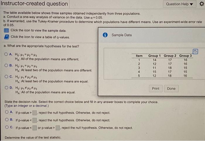 Solved Instructor-created question Question Help o The table | Chegg.com