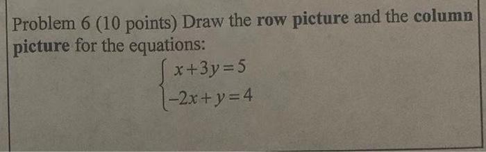 Solved Problem 6 (10 points) Draw the row picture and the | Chegg.com