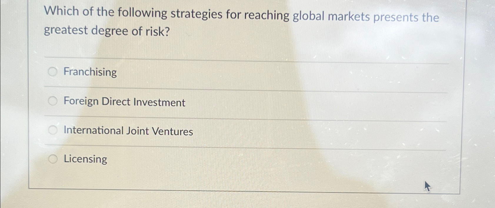 Solved Which of the following strategies for reaching global | Chegg.com
