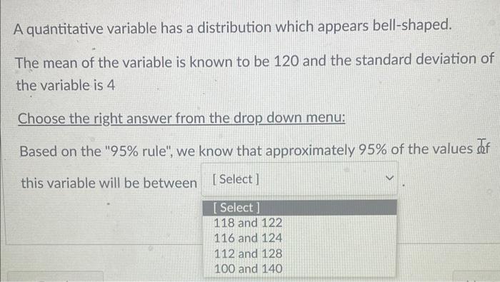 Solved A quantitative variable has a distribution which | Chegg.com