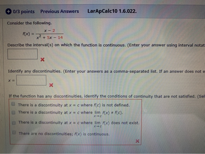 Solved 0/3 points Previous Answers LarApCalc10 1.6.022. | Chegg.com