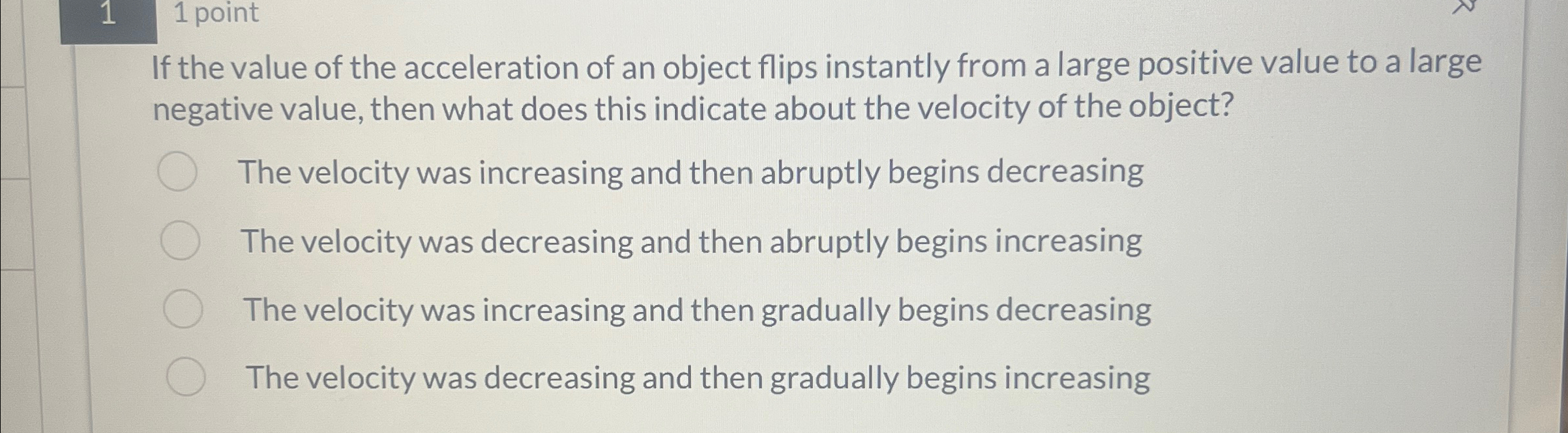 Solved 11 ﻿pointIf the value of the acceleration of an | Chegg.com