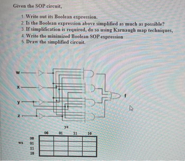 Solved Given The Sop Circuit 1 Write Out Its Boolean 4127