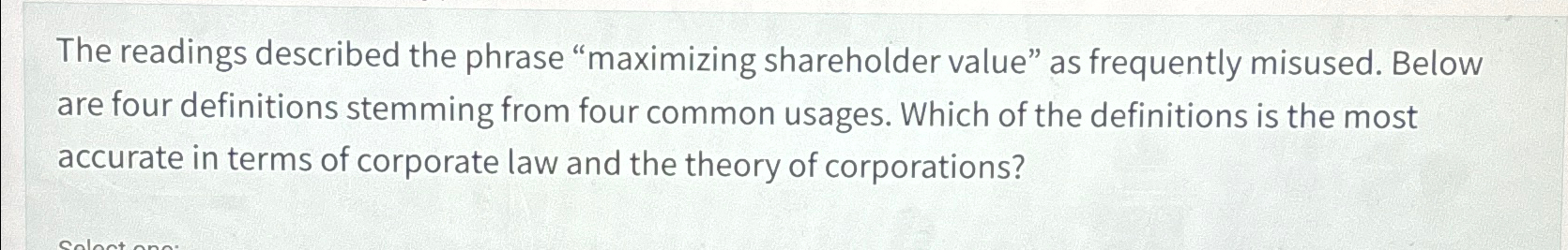 Solved The readings described the phrase "maximizing | Chegg.com
