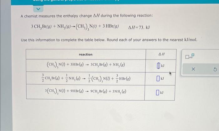 Solved a chemist measures the enthalpy change AH during the | Chegg.com